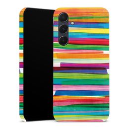 DeinDesign Galaxy A55 5G Handy Premium Case Smartphone Handyh&uuml;lle Schutzh&uuml;lle matt Water Colour Stripes Colourful Premium Case