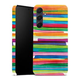 DeinDesign Galaxy A55 5G Handy Premium Case Smartphone Handyh&uuml;lle Schutzh&uuml;lle gl&auml;nzend Water Colour Stripes Colourful Premium Case
