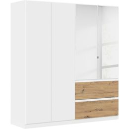 Dreht&uuml;renschrank Rauch "Kleiderschrank Schrank Garderobe COSTA in den Breiten 91/136/181 cm", alpinwei&szlig;, eiche artisan, eingriffe alpinwei&szlig;, B:181cm H:197cm T:54cm, Holzwerkstoff, Schr&auml;nke, Dreht&uuml;renschrank, mit Spiegel, grifflose Front und Push-to-Open Funktion MADE IN GERMANY