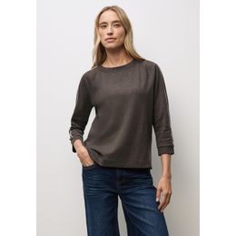 3/4-Arm-Shirt Street One, Damen, Gr. 36, rustic braun meliert, Web, 55% Baumwolle, 38% Polyester, 7% Elasthan, unifarben, normal normal, U-Boot-Ausschnitt, B&uuml;ndchen, Shirts 3/4-Arm-Shirt, mit U-Boot-Ausschnitt