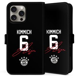 DeinDesign iPhone 16 Pro Handy Klapph&uuml;lle Handyh&uuml;lle aus Kunst Leder schwarz Flip Case Fcb Fc Bayern M&uuml;nchen Kimmich Sideflip mit Lasche