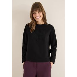 Cecil Damen Sweatshirtschwarz, Gr. XS, bestickt, unifarben, Sweatware, Obermaterial: 54% Polyester, 46% Baumwolle, Sweatshirts, mit Stickerei