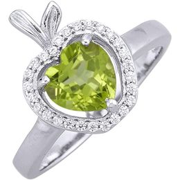 Firetti Damen Fingerring &raquo;Schmuck Geschenk Silber 925 Damenring Ring Apfel Herz&laquo; mit Peridot, Zirkonia (synth.) gr&uuml;n
