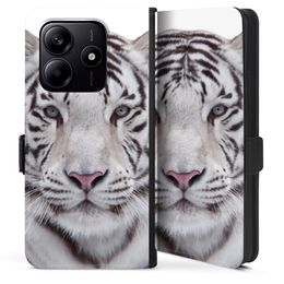 DeinDesign Xiaomi Redmi Note 14 5G Handy Klapph&uuml;lle Handyh&uuml;lle aus Kunst Leder schwarz Flip Case Winter Snow Tiger Sideflip mit Lasche