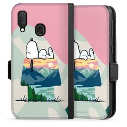 DeinDesign Galaxy A20e Handy Klapph&uuml;lle Handyh&uuml;lle aus Kunst Leder schwarz Flip Case Official Licensed Product Peanuts Snoopy Sideflip mit Lasche