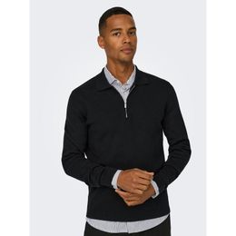 Only & Sons Only & Sons Herren ONLY & SONS Polokragenpullover &raquo;ONSCOOPER REG LS 12 HALF ZIP POLO&laquo; schwarz M