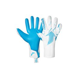 Torwarthandschuhe Reusch "Fastgrip Aqua", Damen, Gr. 10.5, wei&szlig;, blau, 47% Latex, 42% Polyester, 6% Polyurethan, 3% Polyamid, Handschuhe, mit griffigem Aqua-Grip-Belag