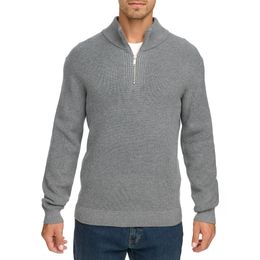 Troyer INDICODE "INEmil &frac12; zip", Herren, Gr. S, grau (lt grau mel), Strick, Obermaterial: 60% Polyester, 40% Baumwolle, meliert, regular fit h&uuml;ftlang, hoch geschlossener Ausschnitt, Pullover Troyer