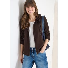 Cardigan Cecil, Damen, Gr. L (42), macchiato braun, Web, 80% Baumwolle, 15% Polyester, 5% Elasthan, unifarben, comfort fit normal, ohne Ausschnitt, B&uuml;ndchen, Strickjacken, mit Kapuze