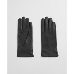 Lederhandschuhe Gant "CASHMERE LINED LEATHER GLOVES", Herren, Gr. M, schwarz, Web, Lammleder, unifarben, Handschuhe, Regular fit