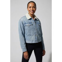 Jeansjacke Calvin Klein Jeans "SHERPA WOOL DENIM JACKET", Damen, Gr. L (42), blau newton, Denim/Jeans, Obermaterial: 100% Baumwolle, unifarben, regular fit normal, Rundhals, eingesetzt angesetztes B&uuml;ndchen, Jacken Jeansjacke, Mit Rundhalsausschnitt, regular fit