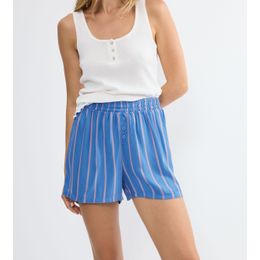 Pyjamashorts Triumph "Mix & Match Shorts Viscose", Damen, Gr. 42, N-Gr, blau combination, Web, Obermaterial: 100% Viskose, bequem kurz, Hosen, atmungsaktiv und leicht