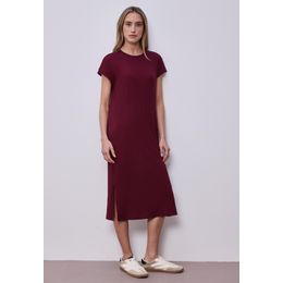 Jerseykleid Street One, Damen, Gr. 44, EURO-Gr&ouml;&szlig;en, truffle rot, Jersey, 75% Viskose, 20% Polyester, 5% Elasthan, unifarben, comfort fit Midi, Rundhals, normaler Saum, Kleider Jerseykleid, mit Rundhalsausschnitt