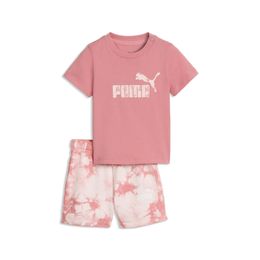Jogginganzug Puma "Essentials Tie-dye T-Shirt and Shorts im Set Kinder", Jungen, Gr. 86, wild pink, Rippe: 80% Baumwolle, 20% Polyester, Sportanz&uuml;ge Jogginganzug