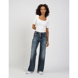 Weite Jeans Gang "Gang Jeans Wide Fit 94AMELIE WIDE", Damen, Gr. 32, blau, Denim/Jeans, 96% Baumwolle, 2% Elastomultiester, 2% Elasthan, Jeans