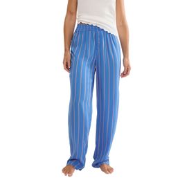 Pyjamahose Triumph "Mix & Match Trousers Viscose 01", Damen, Gr. 42, N-Gr, blau combination, Web, Obermaterial: 100% Viskose, bequem lang, Hosen Pyjamahose, Gummizug, gestreift, leicht