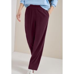 Stoffhose Cecil, Damen, Gr. L, L&auml;nge 30, grape rot, Web, 66% Baumwolle, 30% Polyester, 4% Elasthan, unifarben, loose fit lang, Hosen Stoffhose, mit Wide Legs