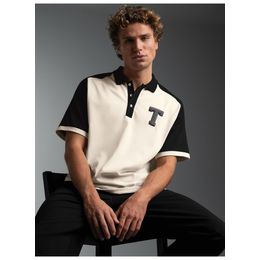 Poloshirt TRIGEMA "TRIGEMA Oversized Raglan T Shirt mit TRIGEMA Printmotiv", Herren, Gr. XXL, natur, Single Jersey, 100% Baumwolle, Basic, ohne Ausschnitt, Shirts