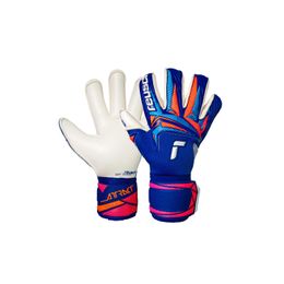 Torwarthandschuhe Reusch "Attrakt Gold X Roll Finger", Damen, Gr. 9.5, blau, 55% Latex, 31% Polyester, 6% Polyurethan, 5% Polyamid, 3% Elasthan, Handschuhe, mit atmungsaktiven Mesh-Eins&auml;tzen