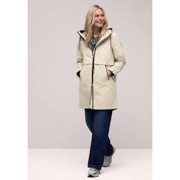 Parka Street One, Damen, Gr. 36, powder beige, Web, Obermaterial: 68% Baumwolle, 32% Nylon; Futter: 100% Polyester, unifarben, normal normal, ohne Ausschnitt, B&uuml;ndchen, Jacken Parka, mit Kapuze