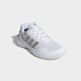 Tennisschuh adidas Performance "GAMECOURT 2", Damen, Gr. 41, cloud wei&szlig;, silber metallic, silber metallic, Synthetik, Textil, Schuhe