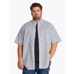 Tommy Hilfiger Big & Tall Tommy Hilfiger Big & Tall Herren Kurzarmhemd &raquo;BT-LINEN BLEND MPRINT&laquo; mit Allover-Print, Gro&szlig;e Gr&ouml;&szlig;en wei&szlig; XXL, N-Gr
