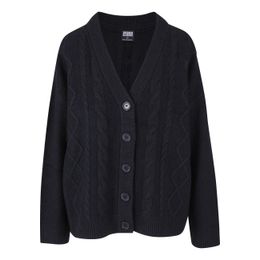 Strickjacke Urban Classics "Urban Classics Damen Ladies Cabel Knit Cardigan", Damen, Gr. XS, schwarz, 73% Polyacryl, 27% Polyester, unifarben, V-Ausschnitt, Strickjacken Strickjacke
