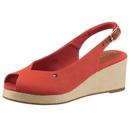 Tommy Hilfiger Damen Keilsandalette &raquo;FLAG MID WEDGE ESPAD SLINGBACK&laquo; , Plateau, Sommerschuh, Riemchensandale mit verstellbarer Schnalle rot 41