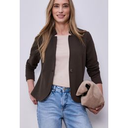 Sweatblazer Street One, Damen, Gr. 38, espresso braun, Jersey, 71% Polyester, 26% Viskose, 3% Elasthan, unifarben, normal normal, V-Ausschnitt, B&uuml;ndchen, Blazer, Jersey