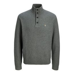 Jack & Jones Strickpullover JACK & JONES "JPRBLURICHARD KNIT HIGH NECK", Herren, Gr. S, medium grau melange, Strick, Obermaterial: 73% Polyester, 27% Polyacryl, meliert, regular fit, hoch geschlossener Ausschnitt, Rippb&uuml;ndchen, Pullover Strickpullover