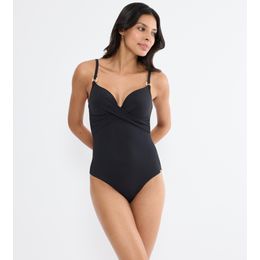 Badeanzug Triumph "Summer Twist", Damen, Gr. 38, Cup D, schwarz, Microfaser, Obermaterial: 77% Polyamid, 23% Elasthan, Badeanz&uuml;ge Badeanzug, Eleganz und Komfort