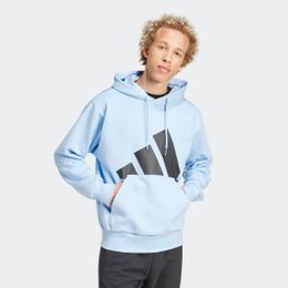 Kapuzensweatshirt adidas Sportswear "ESSENTIALS BIG LOGO HOODIE", Herren, Gr. S, glow blau, schwarz, Obermaterial: 55% Baumwolle, 36% Polyester, 9% Viskose, angesetztes B&uuml;ndchen, Sweatshirts, ohne Verschluss, mit Rippb&uuml;ndchen