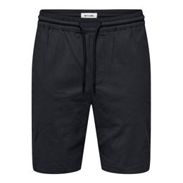 Only & Sons Chinoshorts ONLY & SONS "ONSCAPRI SLIM SLUB CHINO SHORTS OTL", Herren, Gr. L, N-Gr, blau (schwarz navy), Web, Obermaterial: 98% Baumwolle, 2% Elasthan, unifarben, slim fit knielang, Hosen Chinoshorts