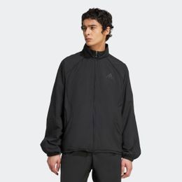 Sommerjacke adidas originals "TEAMGEIST ADICOLOR ORIGINALS", Herren, Gr. L, schwarz (schwarz, schwarz), Obermaterial: 100% Polyester, Jacken, mit hohem Kragen, aus gewebtem Polyester, lockere Passform