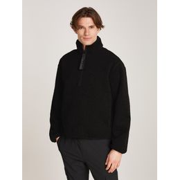 Pl&uuml;schjacke Calvin Klein Jeans "HALF ZIP SHERPA", Herren, Gr. L, schwarz (ck schwarz), Web, Obermaterial: 100% Polyester, unifarben, regular fit, Jacken, mit Logoschriftzug