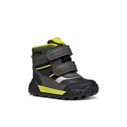 Winterboots Geox "B TREKKYUP BOY B ABX", M&auml;dchen, Gr. 26, schwarz (schwarz, gr&uuml;n), Lederimitat, Textil, Schuhe Winterboots, Winterstiefel mit Warmfutter, Gr&ouml;&szlig;enschablone zum Download