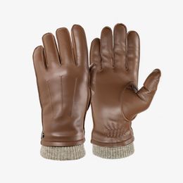 Lederhandschuhe Pearlwood "JACKSON", Herren, Gr. 10, braun (cognac), Schafsleder, unifarben, Handschuhe, Strickb&uuml;ndchen, dekorative Ziern&auml;hte, weiches Fleecefutter