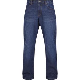 Bequeme Jeans Urban Classics "Urban Classics Herren Heavy Ounce Straight Fit Jeans", Damen, Gr. 38, Normalgr&ouml;&szlig;en, new dunkelblau washed, 100% Baumwolle, unifarben, Jeans