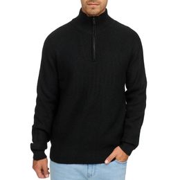 Troyer INDICODE "INBertram &frac12; zip", Herren, Gr. M, schwarz, Strick, Obermaterial: 58% Polyacryl, 32% Polyester, 7% Wolle, 3% Elasthan, unifarben, regular fit h&uuml;ftbedeckend, hoch geschlossener Ausschnitt, Pullover Troyer
