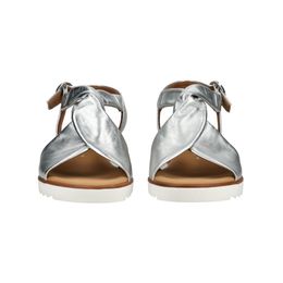 Riemchensandale Gabor COMFORT "Gabor Comfort Sandalen Glattleder", Damen, Gr. 42, silber, Glattleder, Schuhe Riemchensandale