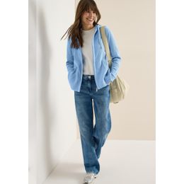 Cardigan Cecil, Damen, Gr. XL (44), sporty light blau, Web, 80% Baumwolle, 15% Polyester, 5% Elasthan, unifarben, comfort fit normal, ohne Ausschnitt, B&uuml;ndchen, Strickjacken, mit Kapuze