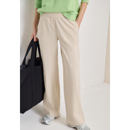 Stoffhose Cecil, Damen, Gr. XXL, L&auml;nge 30, grain beige, Web, 66% Baumwolle, 30% Polyester, 4% Elasthan, unifarben, loose fit lang, Hosen Stoffhose, mit Wide Legs