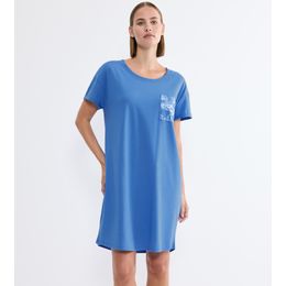 Nachthemd Triumph "Nightdresses NDK X 02", Damen, Gr. 42, N-Gr, ciel, Jersey, Obermaterial: 100% Baumwolle, Rundhals, Kleider Nachthemd, weich und atmungsaktiv