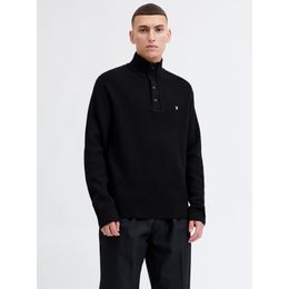 Jack & Jones Strickpullover JACK & JONES "JPRBLURICHARD KNIT HIGH NECK", Herren, Gr. XL, schwarz, Strick, Obermaterial: 73% Polyester, 27% Polyacryl, unifarben, regular fit, hoch geschlossener Ausschnitt, Rippb&uuml;ndchen, Pullover Strickpullover