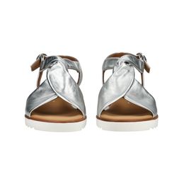 Riemchensandale Gabor COMFORT "Gabor Comfort Sandalen Glattleder", Damen, Gr. 39, silber, Glattleder, Schuhe Riemchensandale