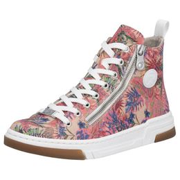 Rieker Damen Sneaker High Top-Sneaker, Freizeitschuh, Schn&uuml;rschuh mit Plateausohle rosa 42