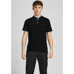 Jack & Jones Jack & Jones Herren Kurzarmshirt &raquo;PAULOS MAO POLO&laquo; mit kontrastfarbiger Kante am schmalen Stehkragen und am &Auml;rmelsaum schwarz M