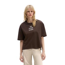 Marc O'Polo T-Shirt MARC O'POLO "aus reiner Bio-Baumwolle", Damen, Gr. XS, burnt coffee, Obermaterial: 100% Baumwolle, bedruckt, Basic, regular fit, Shirts T-Shirt