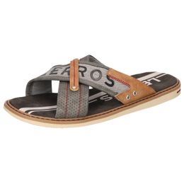 Pantolette Lerros, Herren, Gr. 45, grau kombiniert, Lederimitat, Schuhe Pantolette, Sommerschuh, Strandschuh, Schlappen zum Schlupfen