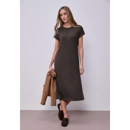 Jerseykleid Street One, Damen, Gr. 36, EURO-Gr&ouml;&szlig;en, espresso braun, Jersey, 75% Viskose, 20% Polyester, 5% Elasthan, unifarben, comfort fit Midi, Rundhals, normaler Saum, Kleider Jerseykleid, mit Rundhalsausschnitt
